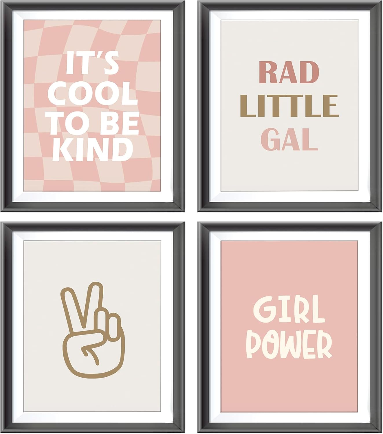 Amazon.com: Rad Little Gal Retro Pink Beige Preppy Checkered Peace Sign ...