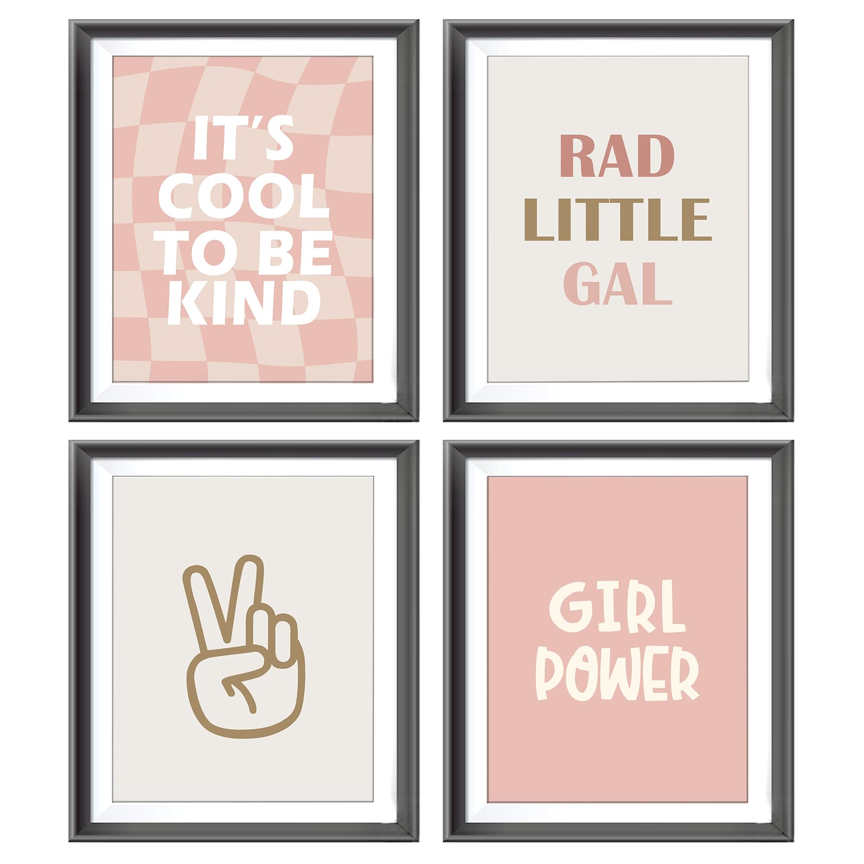 Amazon.com: Rad Little Gal Retro Pink Beige Preppy Checkered Peace Sign ...