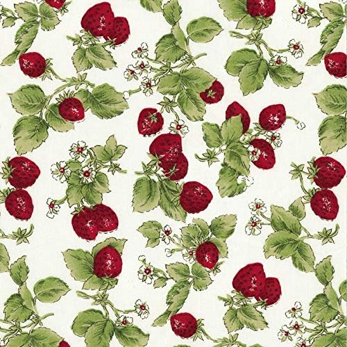 Amazon.com: Strawberries Cotton Fabric by The Yard, Precut 1 Yard Pieces