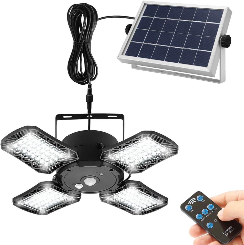 Aigostar Solar Shed Light with Remote Control, 50W Solar Wall Light ...