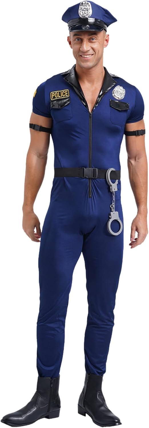 Amazon.com: Vxuxlje Men's Policeman Costume Cop Uniforms Outfits Short ...