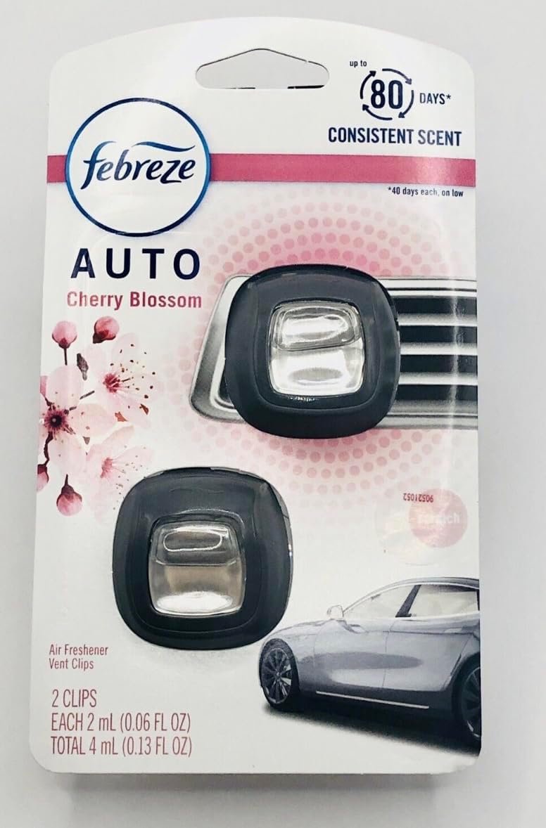 Febreze AUTO Air Freshener Vent Clip Cherry Blossom Scent, 07 oz. Car ...
