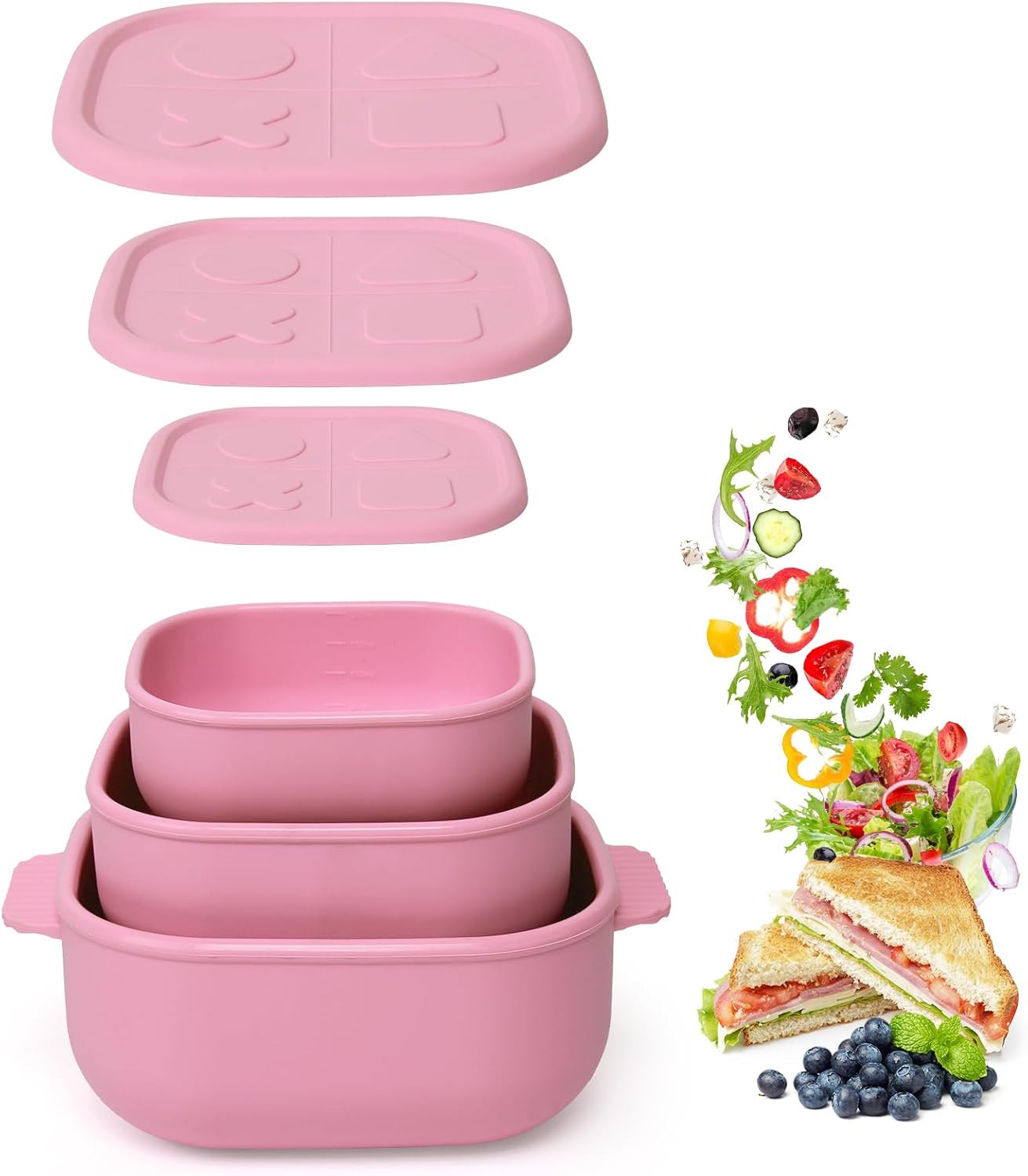 Amazon.com: AUDRWALL Silicone Bento Box ｜Food Grade & Leakproof Lunch ...