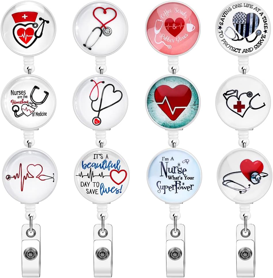 Amazon.com : SAVORI Nurse Badge Reel Clip 12 Pieces Nursing Badge ...