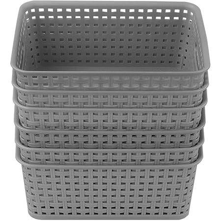 Amazon.com: Neadas Plastic Woven Storage Baskets, Rectangle Basket ...