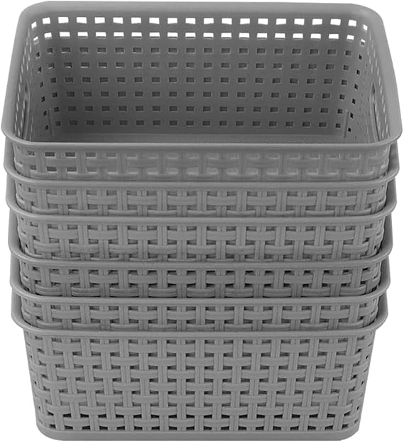 Amazon.com: Neadas Plastic Woven Storage Baskets, Rectangle Basket ...
