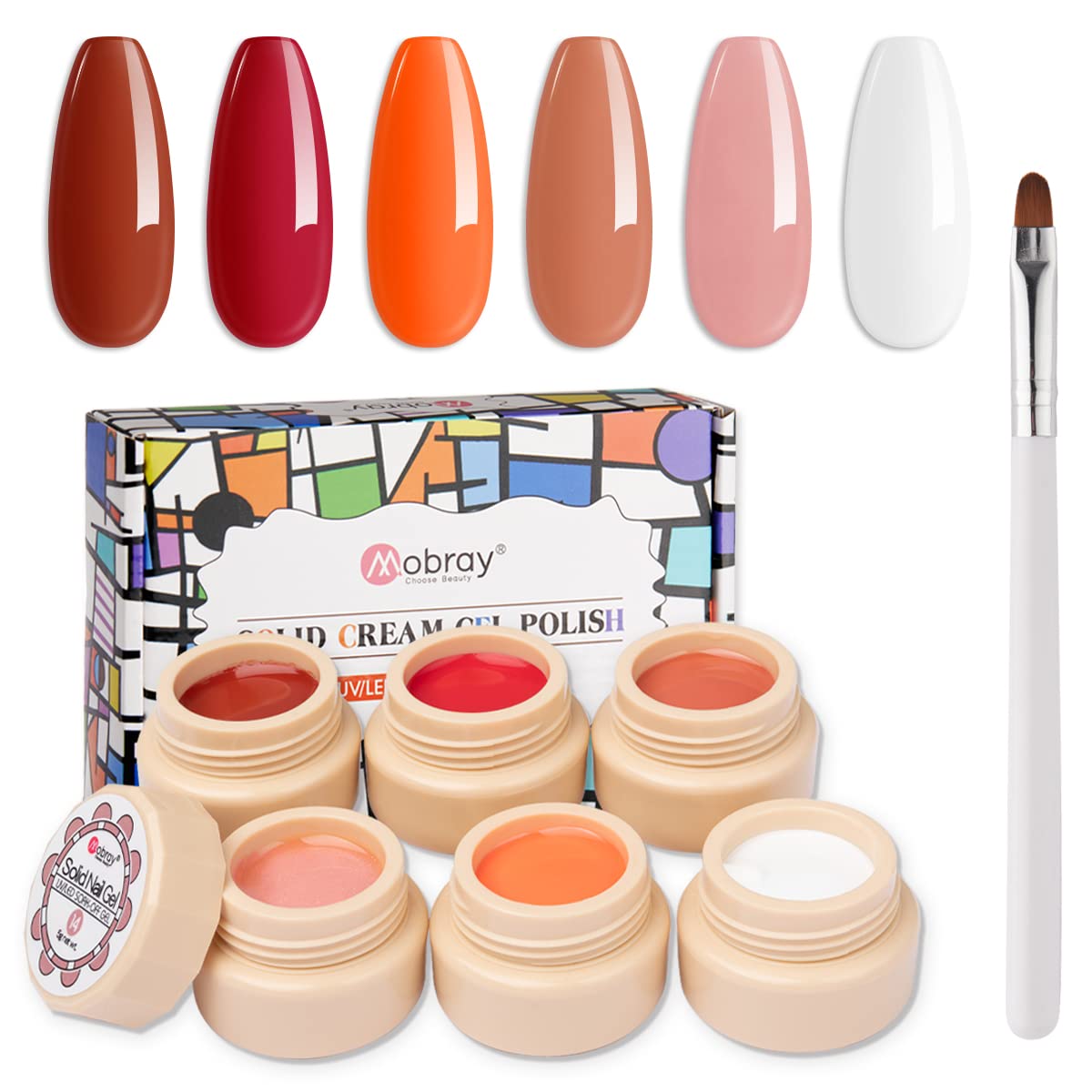 Amazon.com : Mobray Solid Gel Nail Polish Set, 6 Colors Yellow Blue ...