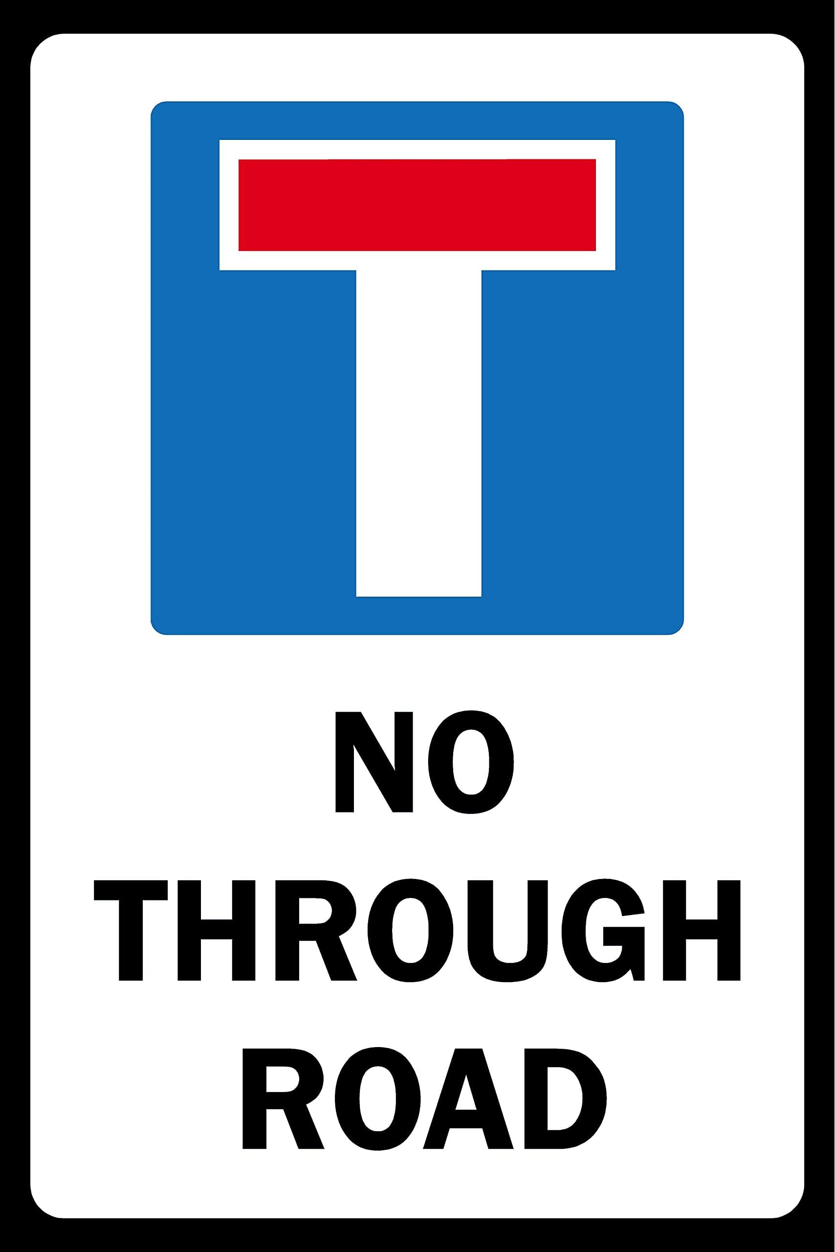 TR041 Traffic Sign NO THROUGH ROAD Signs 150mm x 150mm .STICKER/SAV ...