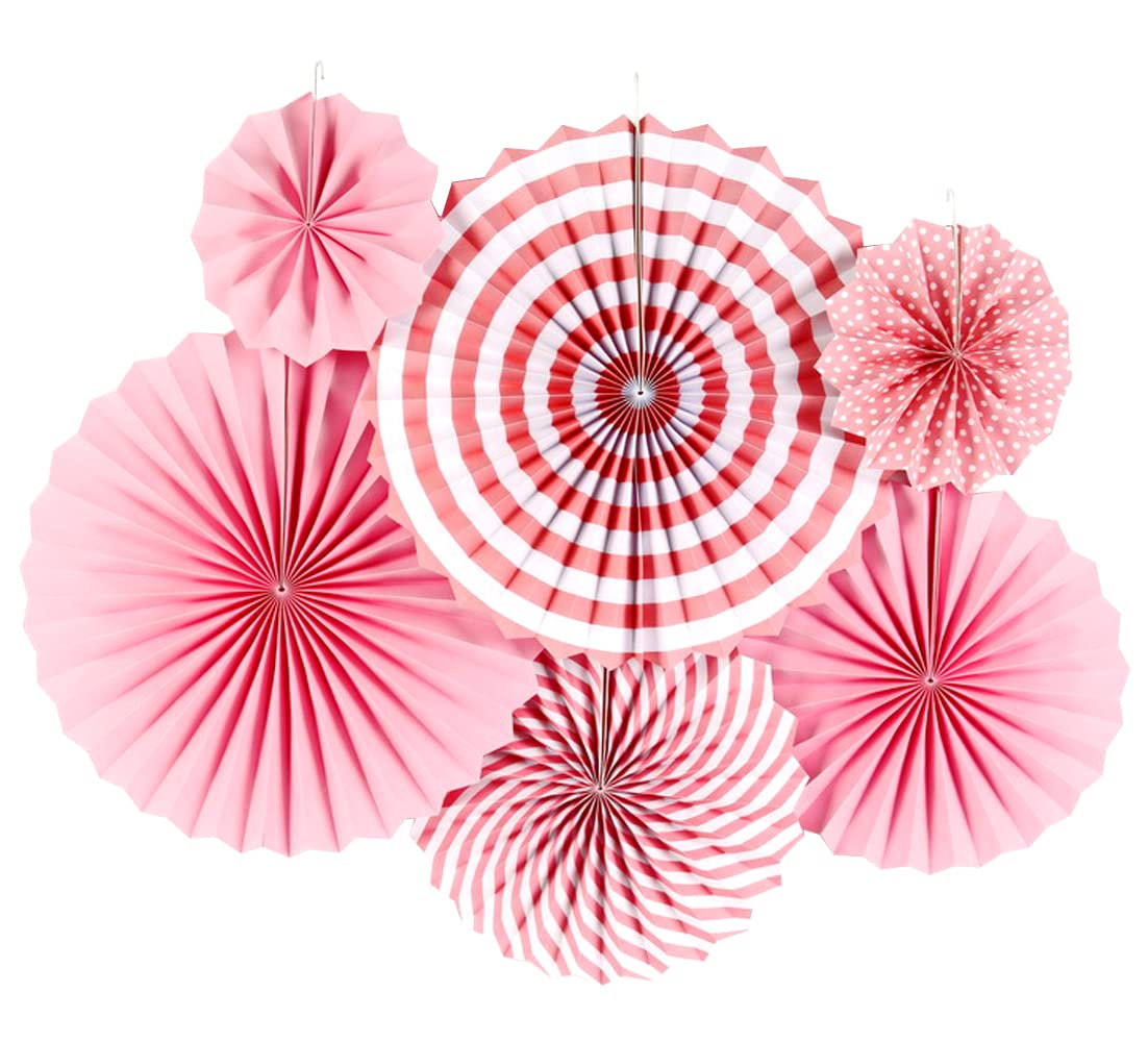 Set of 6 Party Fans in Assorted Size, Hanging Paper Fans for Party ...