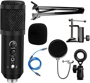 Amazon.com - USB Streaming Podcast PC Microphone Professional 192KHZ ...