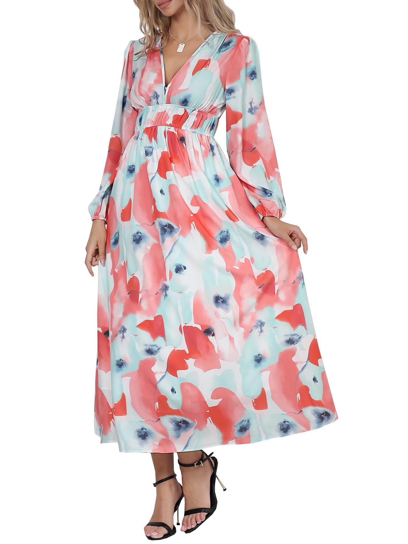 Sissyaki Women's Long Sleeve Boho Dress 2024 Spring Summer Maxi Dress ...