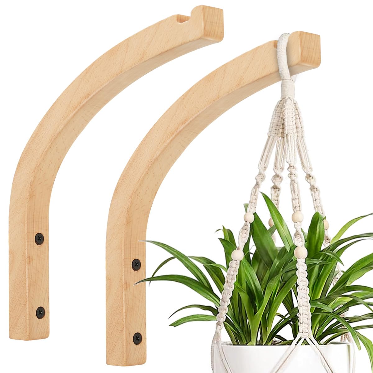 Amazon.com: EPHIFY Wooden Plant Hanger Indoor, Wall Plant Hangers Hooks ...