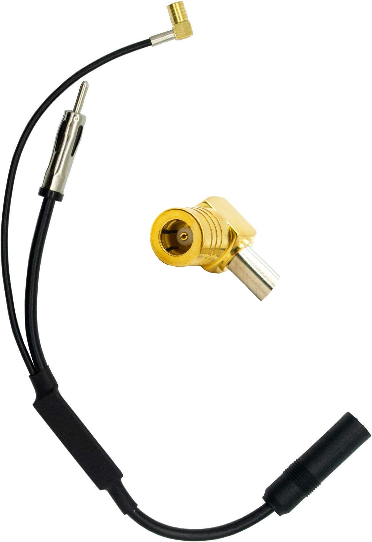 Vecys Car DAB Splitter SMB to DIN Plug Adapter FM/AM Radio Amplifier ...