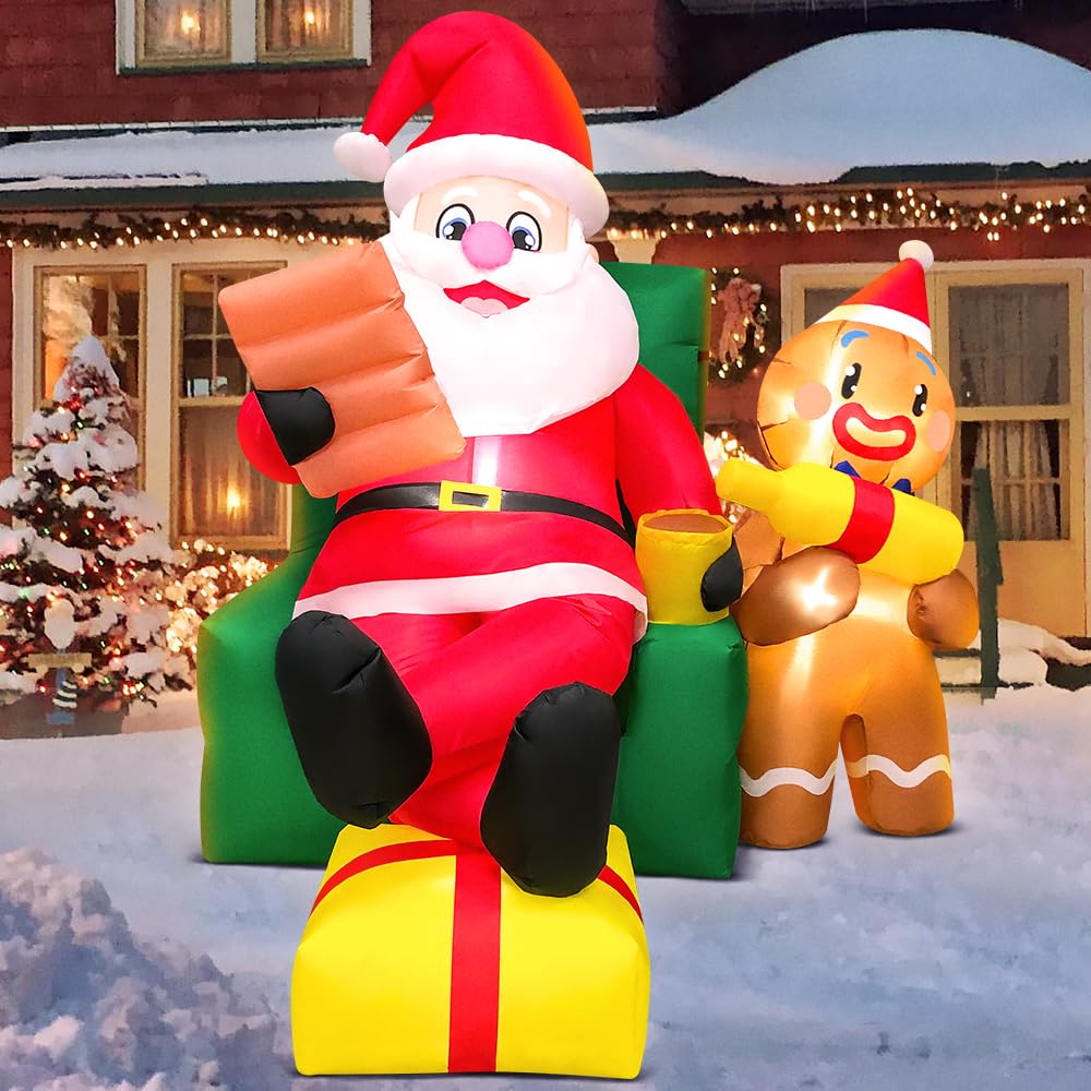 Snapklik.com : KOOY 5FT Inflatable Santa Claus Yard Decoration