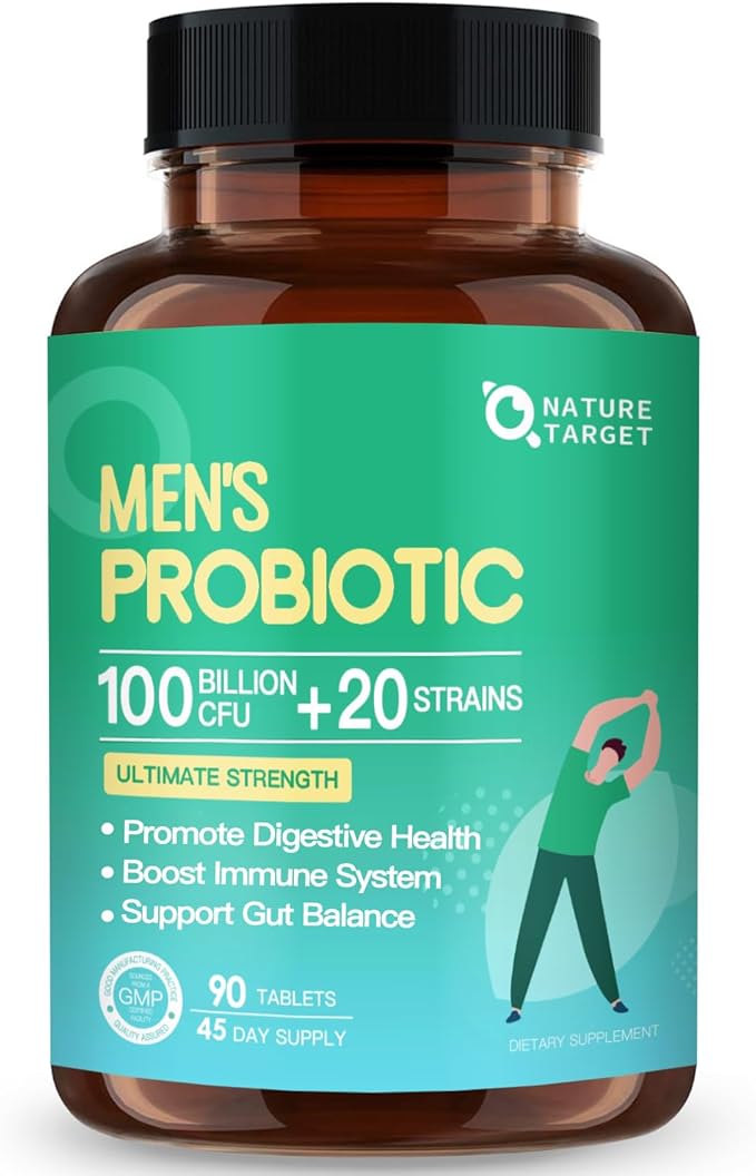 Amazon.com: Probiotics for Men Digestive Health 100 Billion CFUs - Mens Probiotic with ...