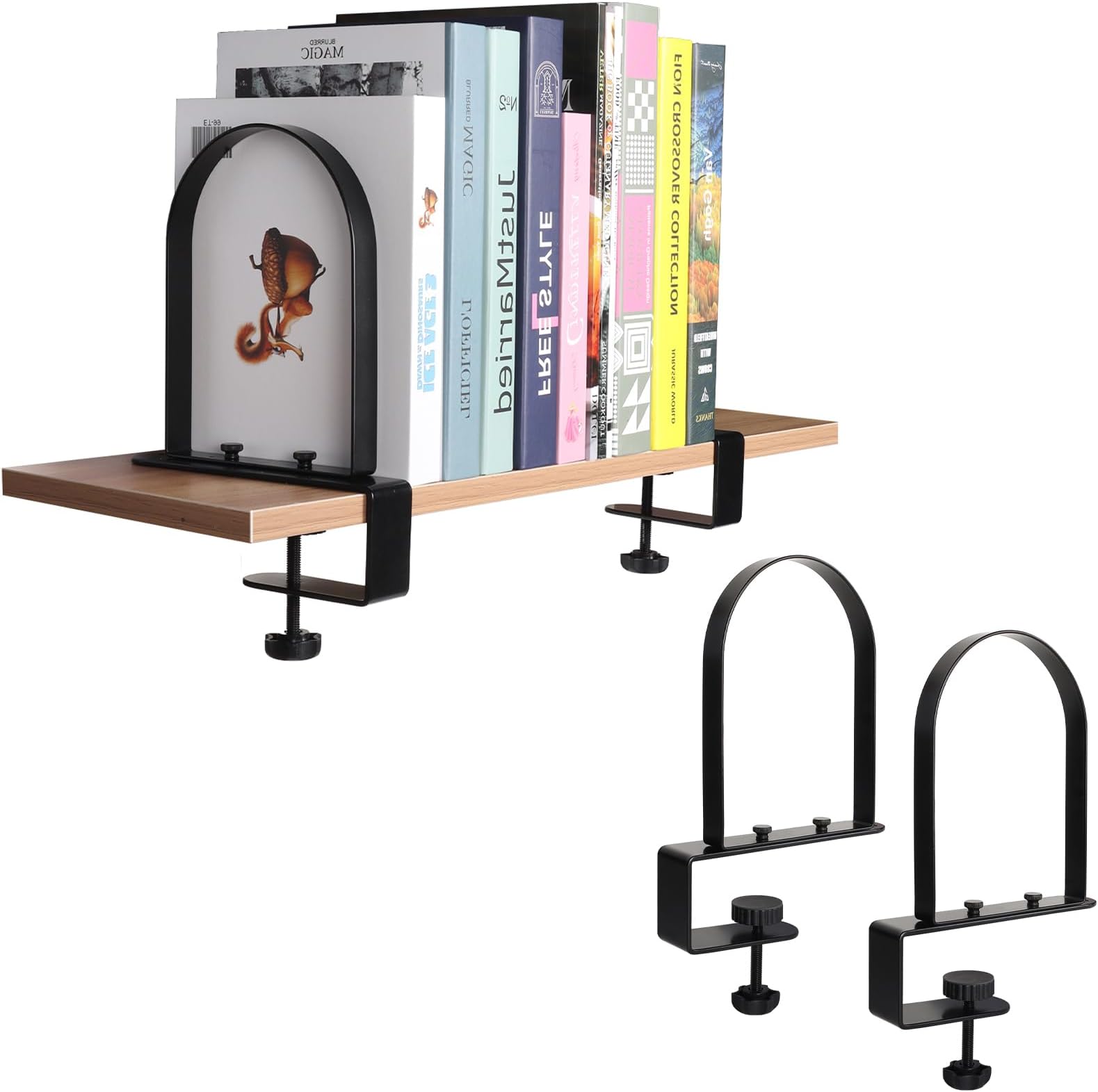 Amazon.com: 2Pcs Sturdy Clamped Bookends for Shelves,Metal Heavy Duty ...