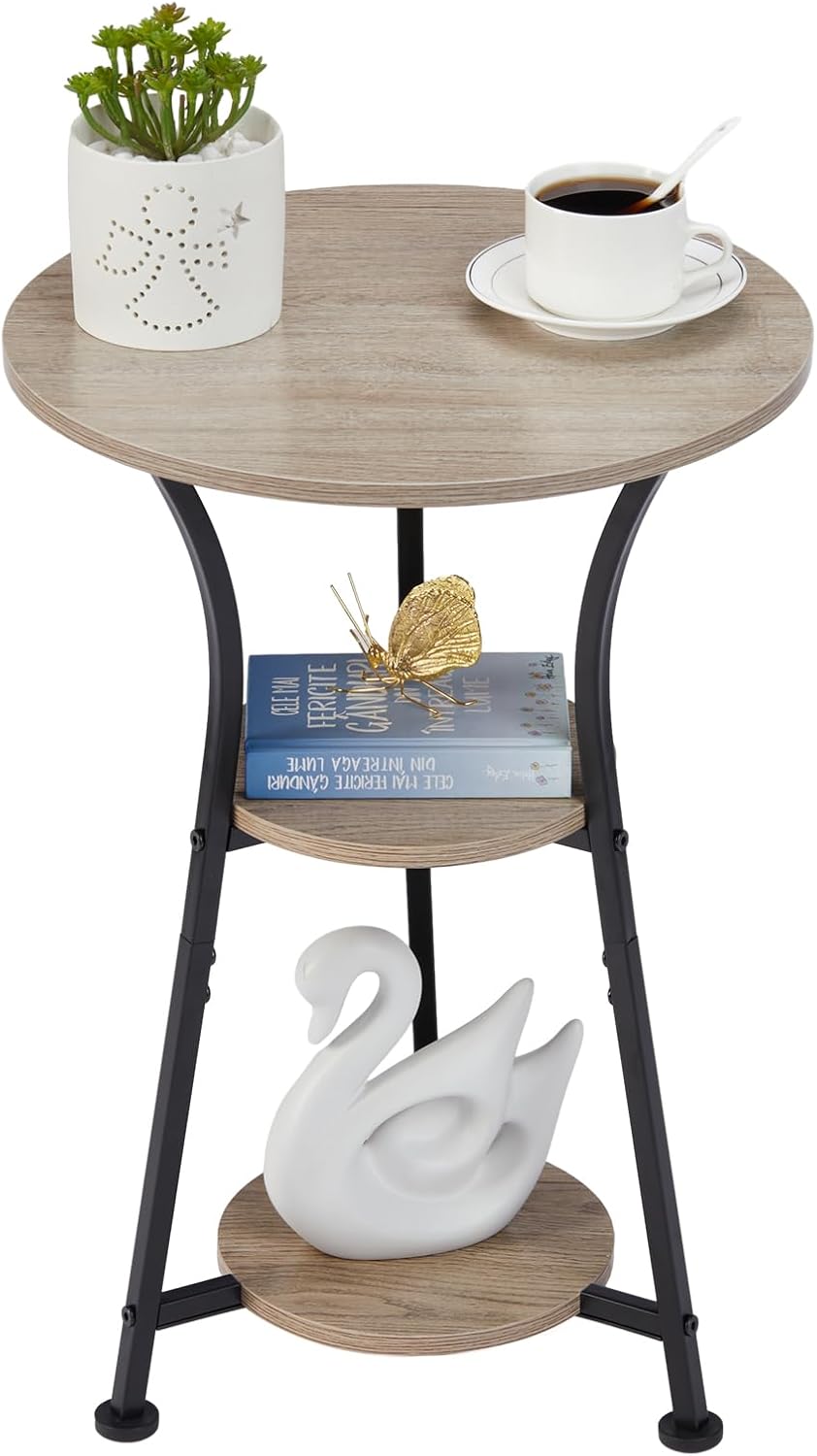 Amazon.com: Dulcii Round Side Table for Narrow and Small Spaces,3 Tier ...