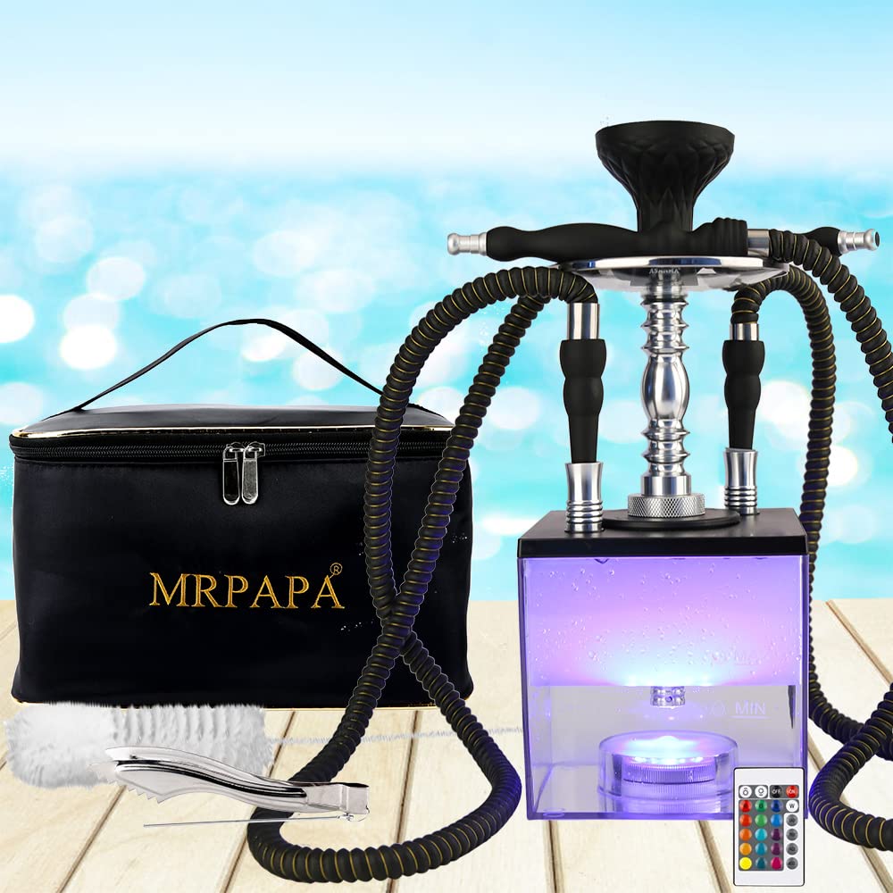 Hookah Set 2 Hose With Case Organizing- MRPAPA Cube Hookah Large ...