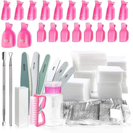 Amazon.com: Gel Nail Polish Remover Kit for Acrylic/UV Gel/Soak-Off ...