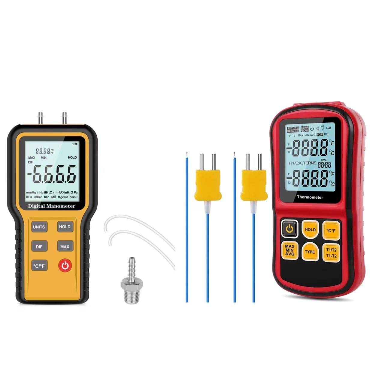 Professional Manometer & Digital Air Pressure Meter - Dual Channel ...