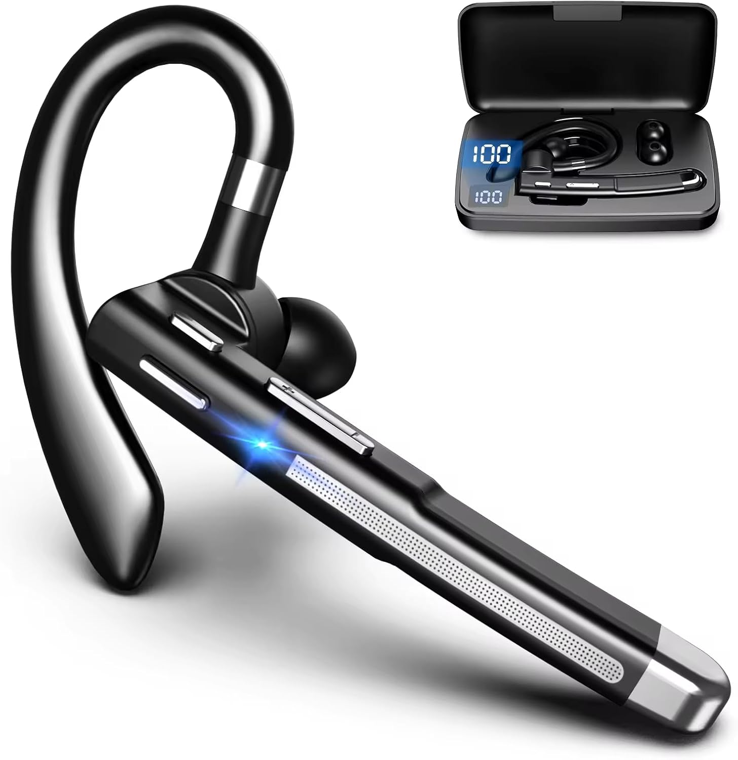 Amazon.com: Kavish Wireless Bluetooth Single Ear Headset with Charging ...