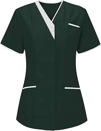 Amazon.com: Cleaning Clothes for Housekeeping Womens Scrub Tops Short ...