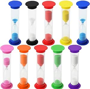 QIUWORE 10Pcs Sand Timer,10 Colors Hourglass,10s/15s/20s/30s/1min/2min ...
