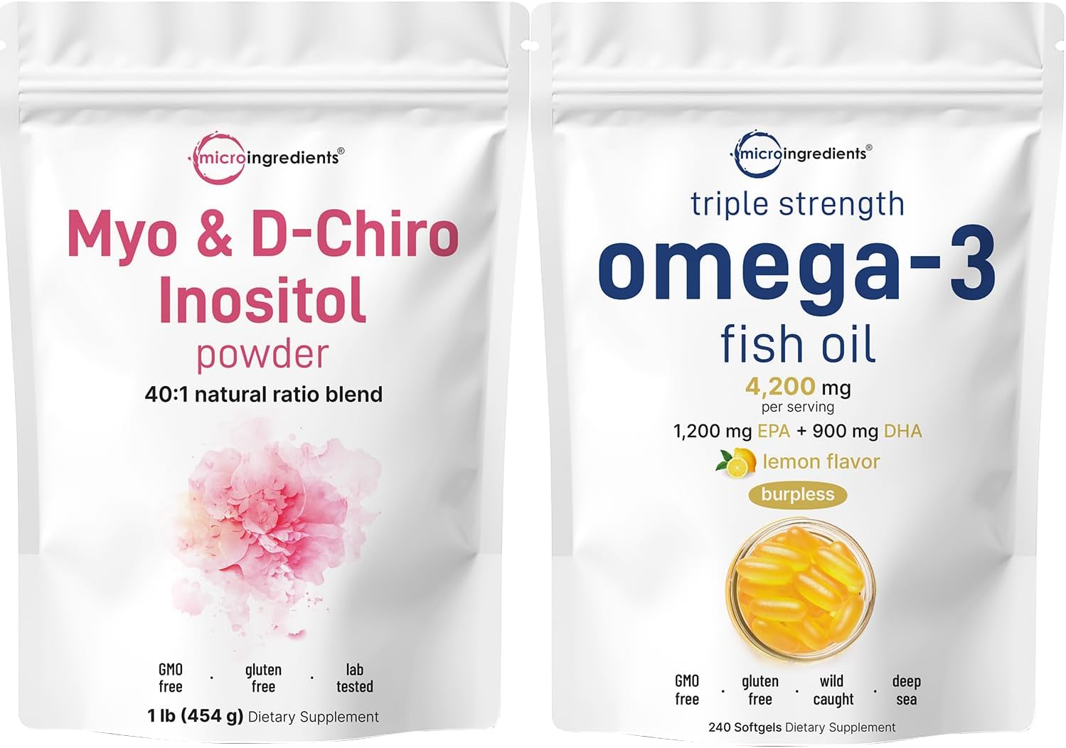 Amazon.com: Micro Ingredients Omega-3 Fish Oil 4,200 mg Softgels & Myo ...