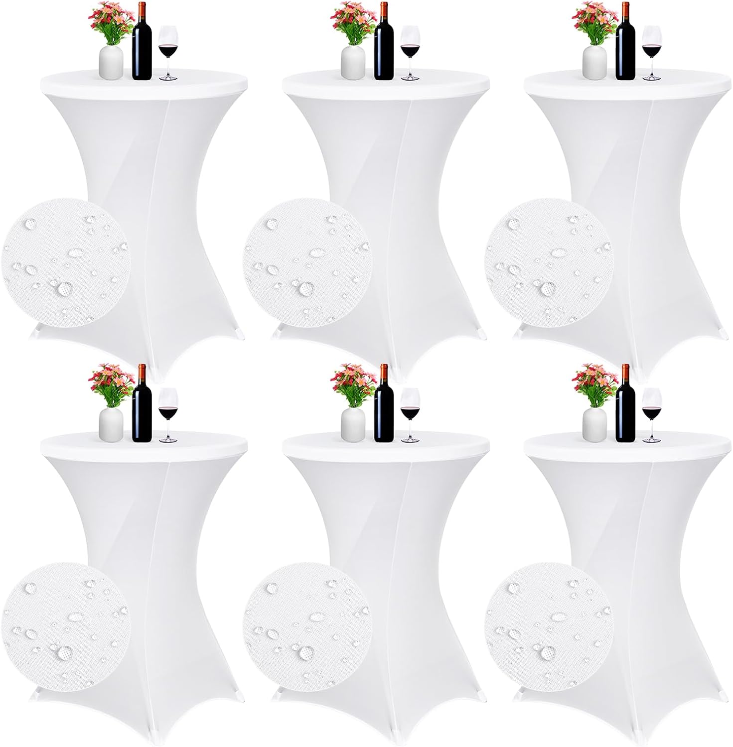 Amazon.com: 6 Pack Spandex Cocktail Table Covers 32"x43" White Stretch ...