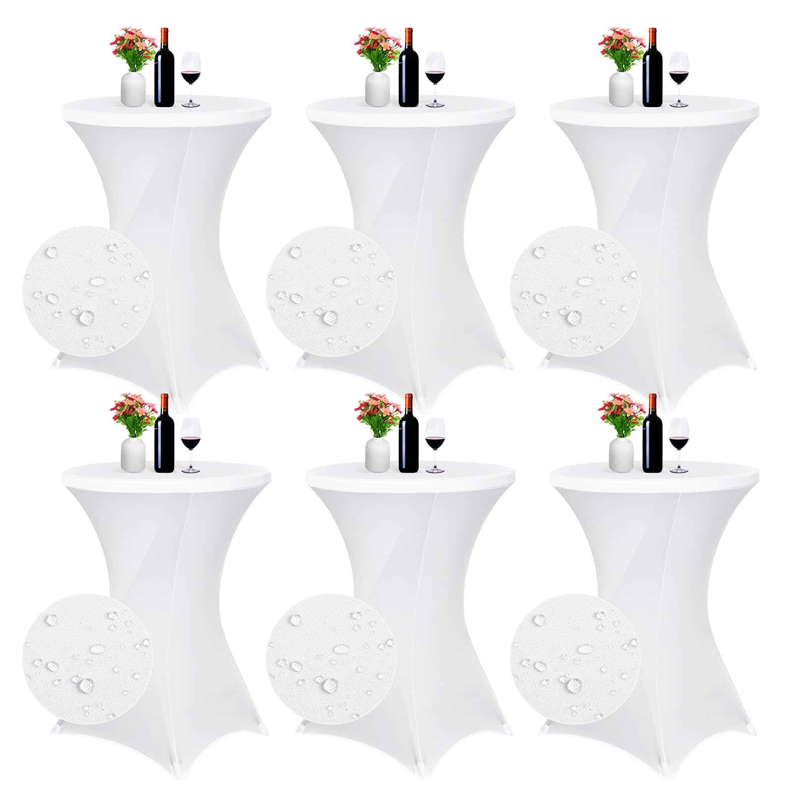 Amazon.com: 6 Pack Spandex Cocktail Table Covers 32"x43" White Stretch ...