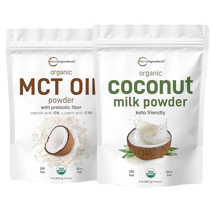 Amazon.com: Micro Ingredients Organic MCT Oil Powder 1lb & Organic Coconut Milk Powder 2lbs ...