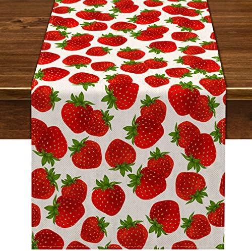 Amazon.com: Strawberry Table Runner Spring Summer Table Cover ...