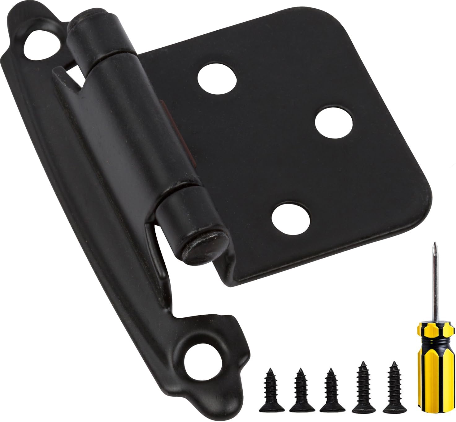 Decobasics 1/2" Overlay Matte Black Cabinet Hinges 50 Pack (25 Pair ...