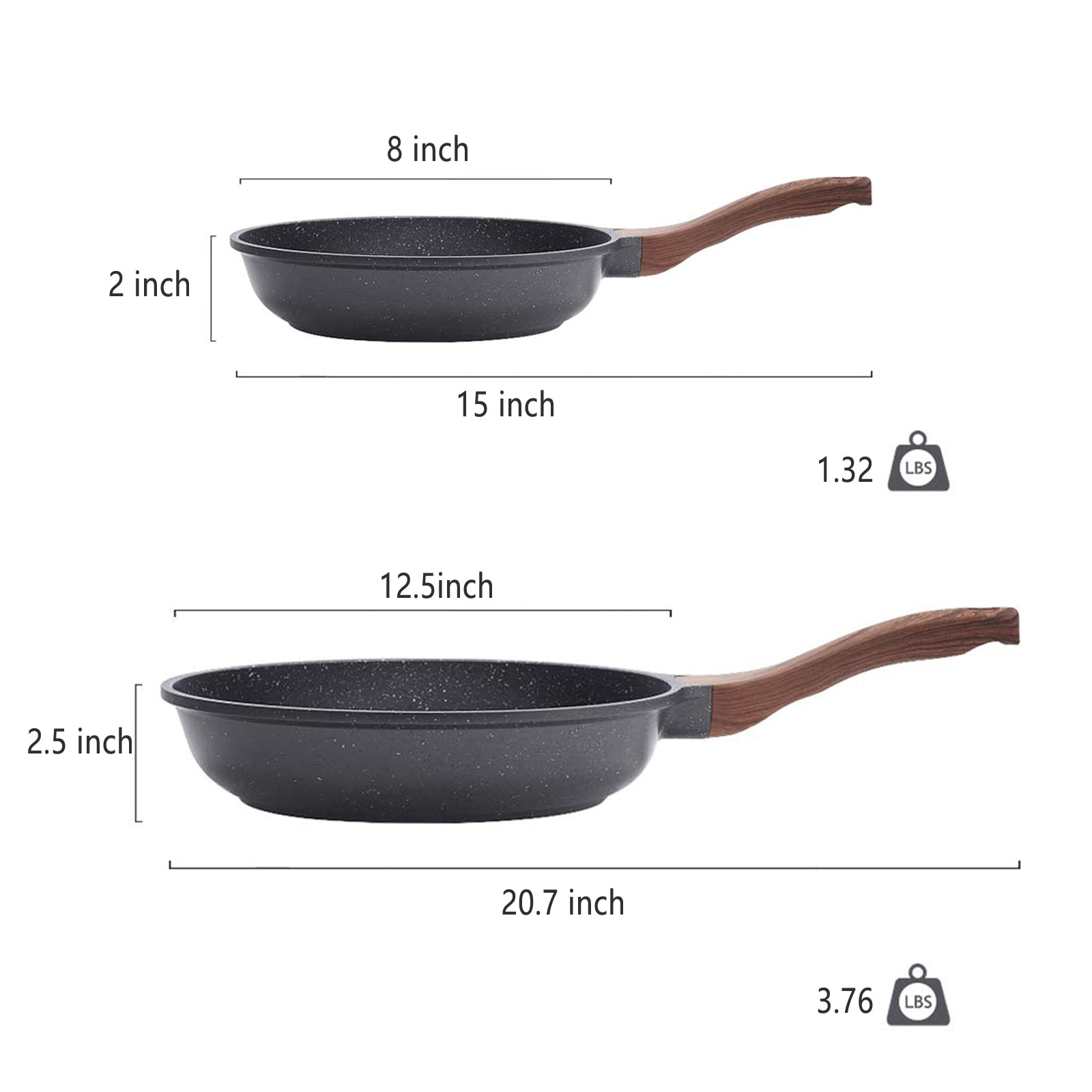 Snapklik.com : SENSARTE Nonstick Frying Pans Set, 8+125 Inch Skillets