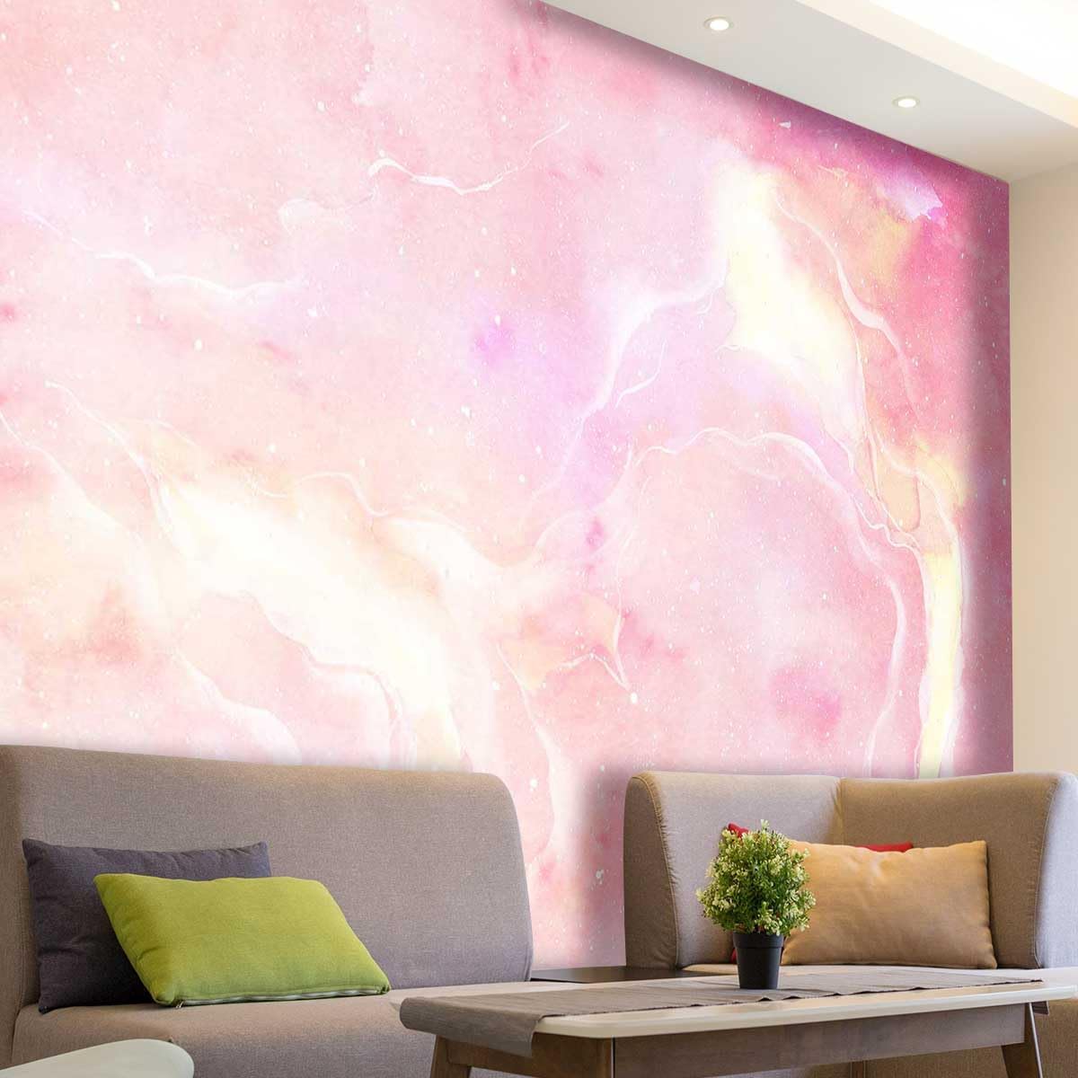 ZYMECH Peel and Stick Vinyl Wallpaper Pink Fantastic Watercolor ...