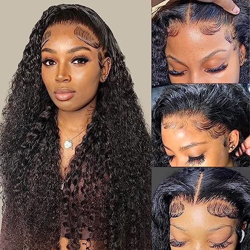 Amazon.com : Deep Wave Lace Front Wigs Human Hair 13x4 HD Transparent ...