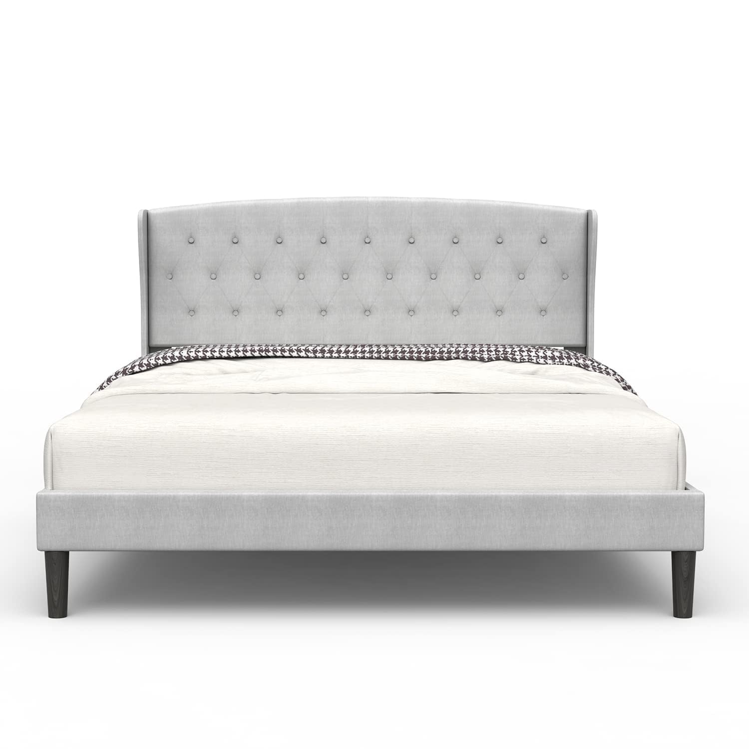 Amazon.com: Full Size Bed Frame Upholstered Traditional Low Profile ...