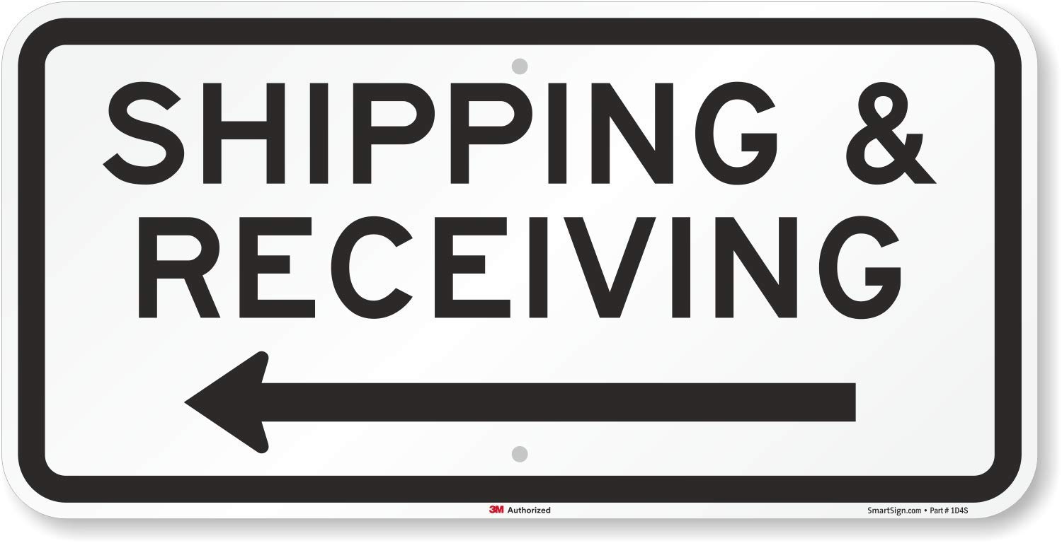SmartSign "Shipping & Receiving" Sign with Left Arrow | 12" x 24" 3M ...