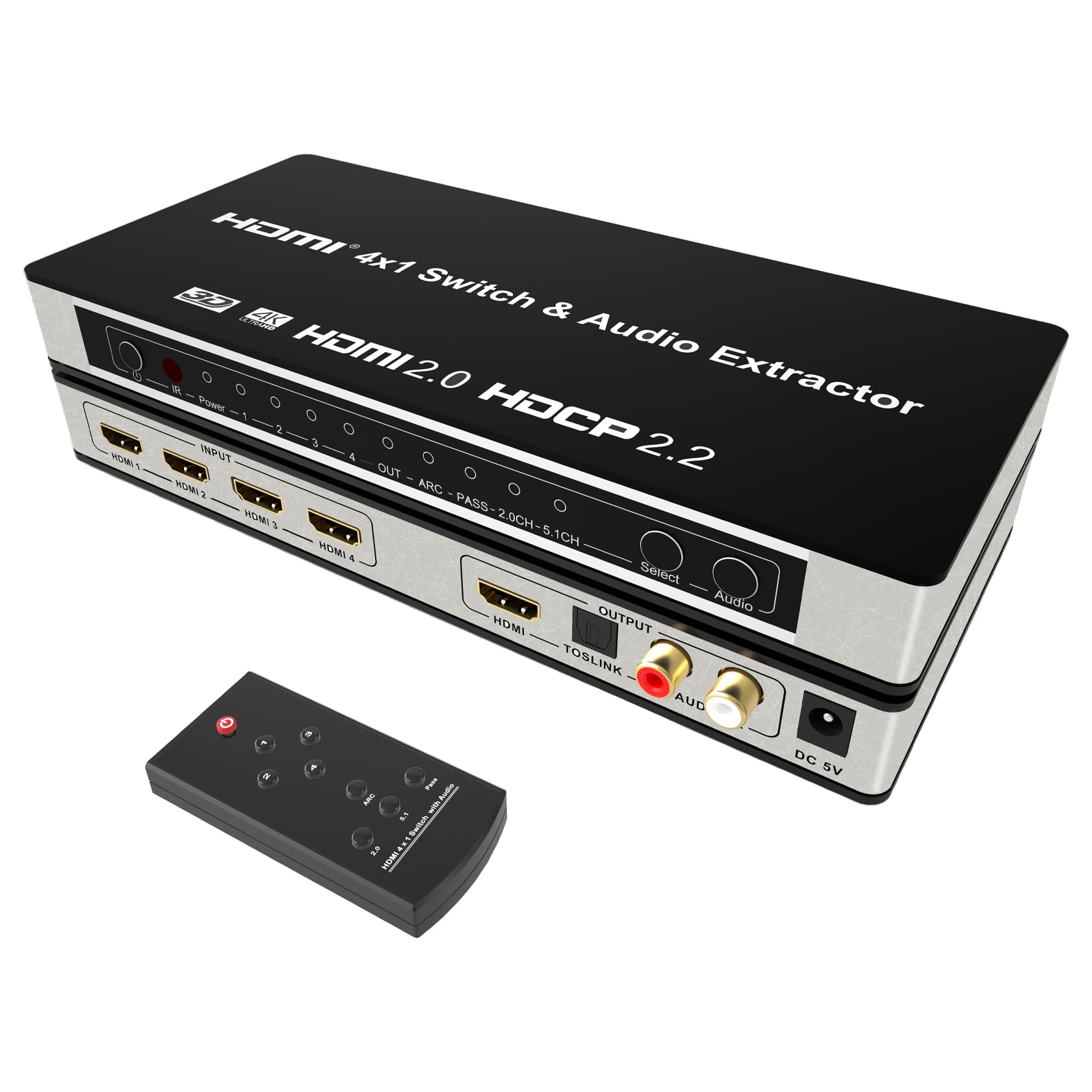 Amazon.com: KAGO HDMI Audio Extractor Splitter,HDMI Switch 4 in 1 Out ...