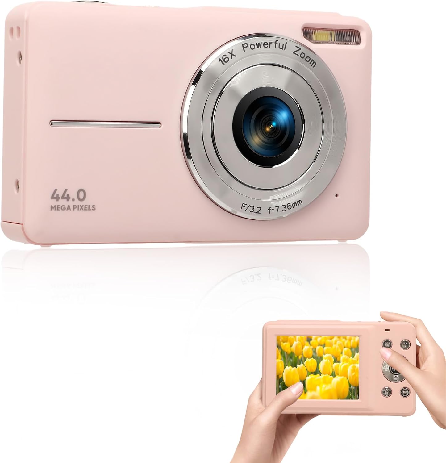 ElgnAura Pocket Digital Camera, 44MP 16X Zoom Autofocus Camera, Compact ...