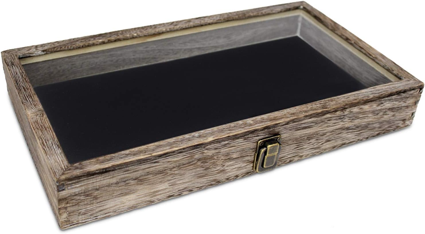 Amazon.com: MOOCA Wooden Jewelry display case Tempered Glass Top Lid ...