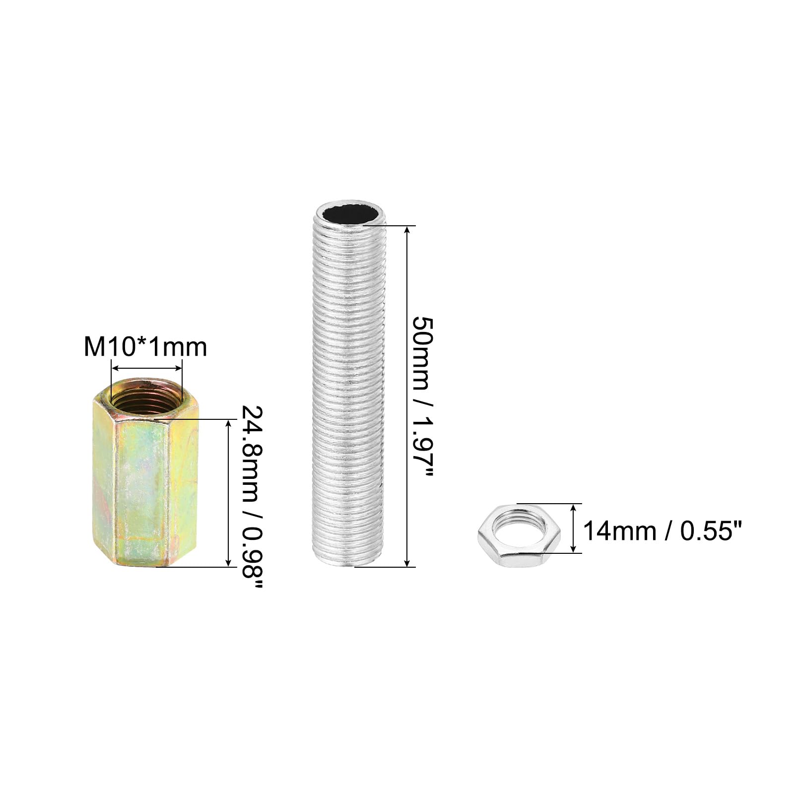 PATIKIL M10 Fine Thread Lamp Pipe Repair Parts Kits, 32 Pcs M1025 Metal ...