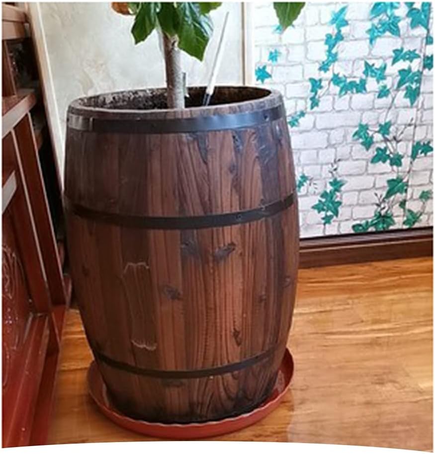 Amazon.com : Barrel Planters, Rustic Wooden Whiskey Barrel Planter with ...