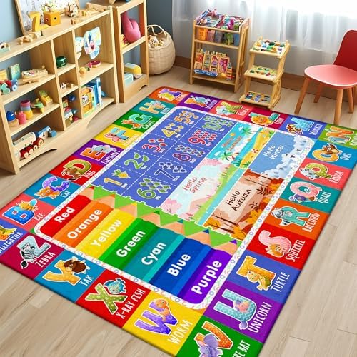 Amazon.com: 5x7 Kids Rug for Classroom & Playroom - ABC Alphabet ...