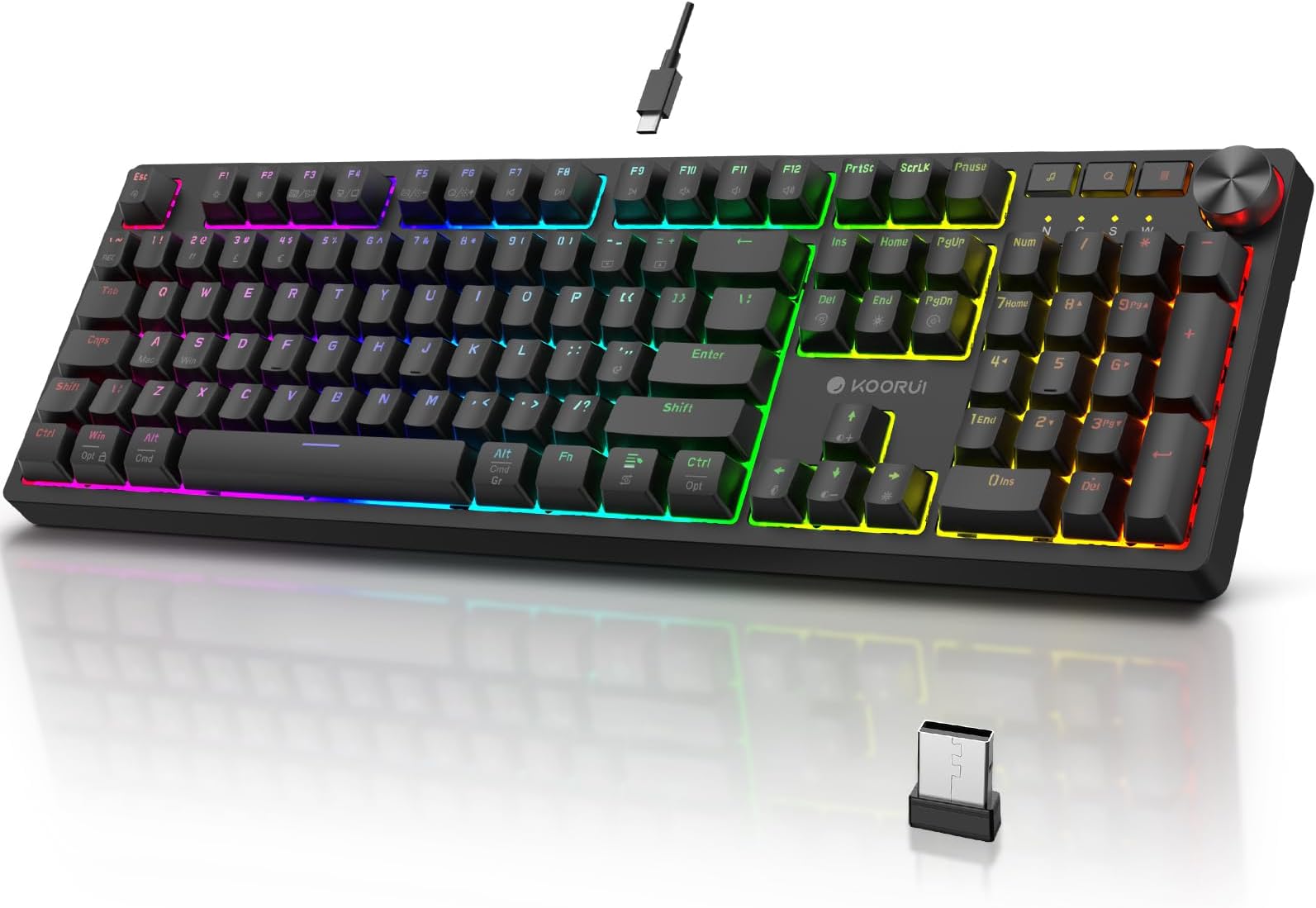 KOORUI Gaming Keyboards, 26 RGB Backlit Full Size Mechanical Keyboard ...