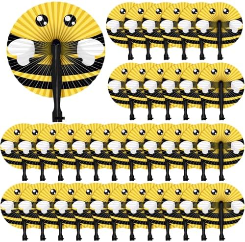 Amazon.com: Taiyin 48 Pack Bee Themed Paper Hand Fans Decorative ...