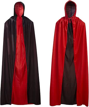 Amazon.com: UCEDER Black and Red Reversible Cape with Hood Masquerade ...