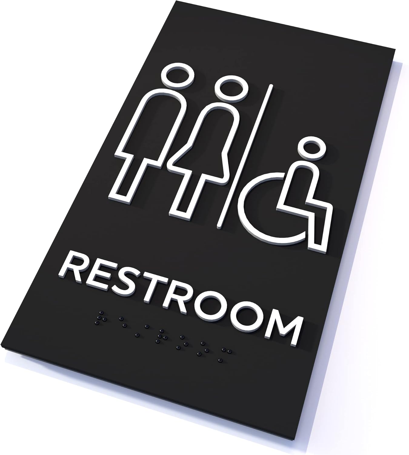 Kubik Letters Unisex + Accessible Restroom Sign Grade 2 Braille Tactile ...