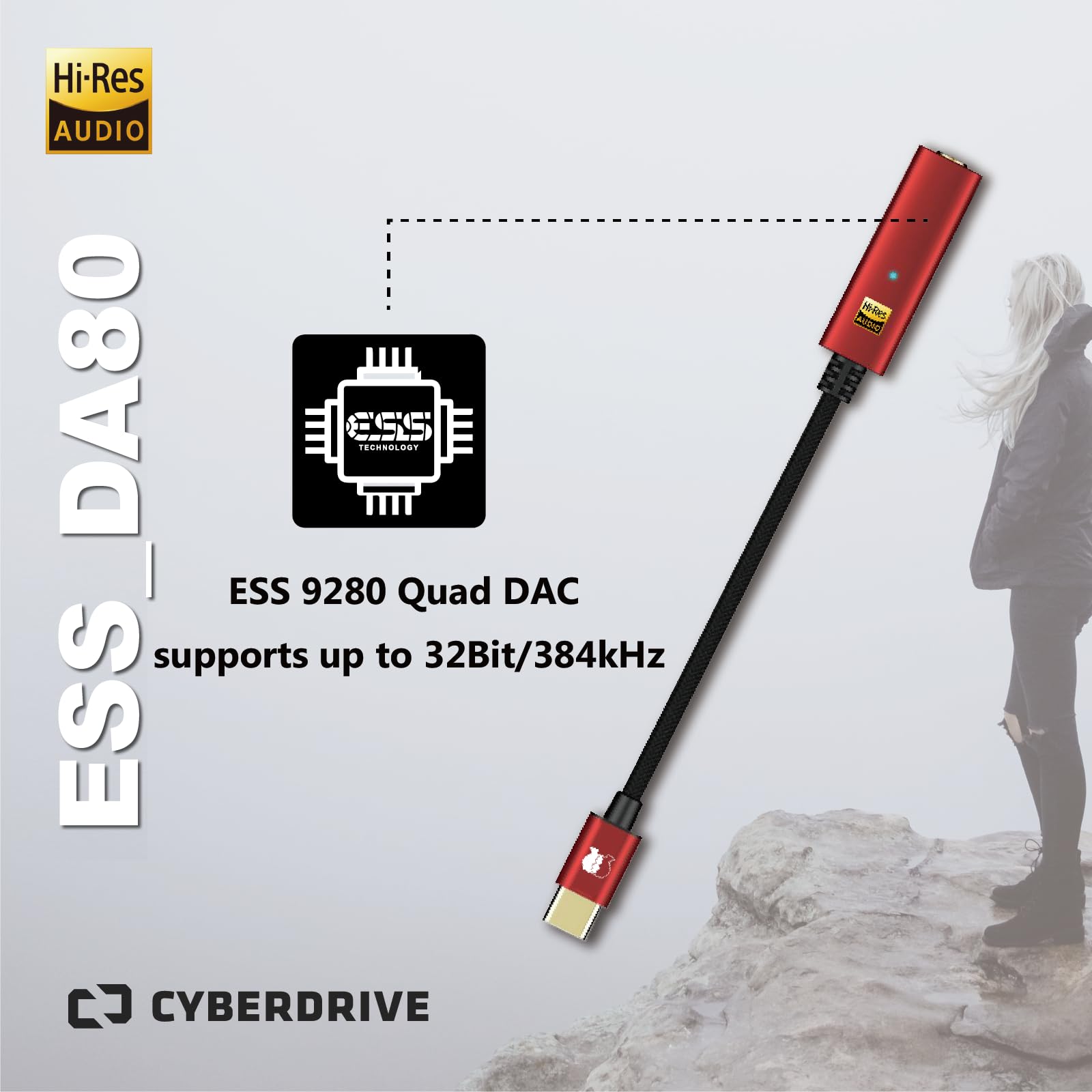Snapklik.com : CYBERDRIVE USB-C Audio DAC Dongle By ESS 9280 Quad DAC ...