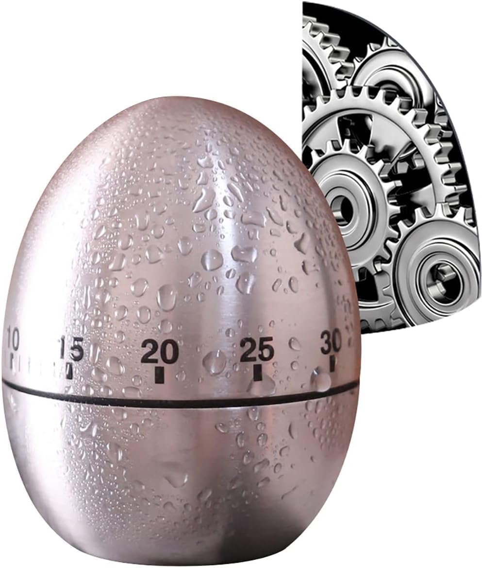 Amazon.com: Classic Modern Style Metal Egg Shape Mechanical Timer Wind ...
